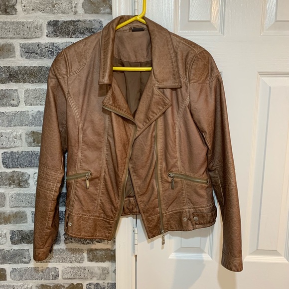 Sparkle & Fade | Jackets & Coats | Camel Vegan Leather Jacket | Poshmark